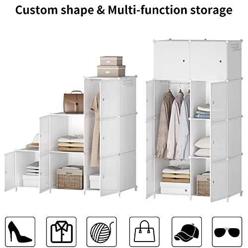 JOISCOPE Portable Closet for Hanging Clothes, Combination Armoire, Modular Cabinet for Space Saving, Ideal Storage Organizer Cube for Books, Toys, 10 Cubes