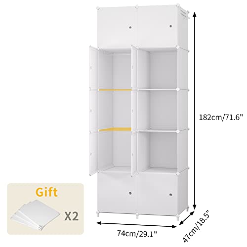 JOISCOPE Portable Closet for Hanging Clothes, Combination Armoire, Modular Cabinet for Space Saving, Ideal Storage Organizer Cube for Books, Toys, 10 Cubes