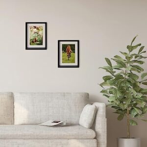 WIFTREY 4x6 Floating Picture Frame 2 Pack, Double Glass Rustic 4 x 6 Photo Frame Displays Photo up to 6x8 for Wall Hanging or Tabletop Standing, Black