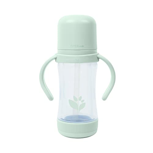 green sprouts® Glass & Sprout Ware® Sip & Straw 5oz., 6mo+, Plant-Plastic, Platinum-Cured Silicone, Dishwasher Safe, Grows with Baby, Tested for Hormones, 5oz, Light Sage