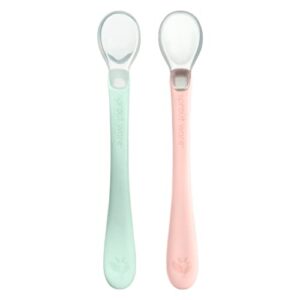 silicone and sprout ware first food spoons-light sage/light grapefruit