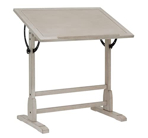 SD STUDIO DESIGNS Vintage Solid Wood Drawing/Drafting Table with 36" x 24" Angle Adjustable Top, 36", Coastal Whitewash