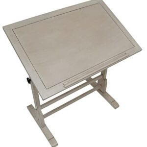 SD STUDIO DESIGNS Vintage Solid Wood Drawing/Drafting Table with 36" x 24" Angle Adjustable Top, 36", Coastal Whitewash