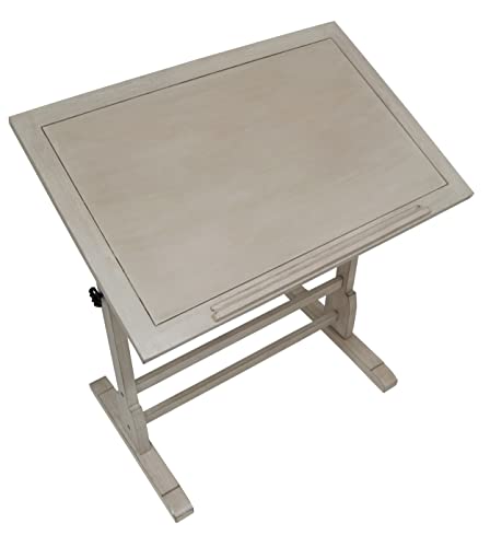 SD STUDIO DESIGNS Vintage Solid Wood Drawing/Drafting Table with 36" x 24" Angle Adjustable Top, 36", Coastal Whitewash