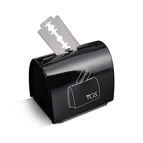 THE GROOMING SOCIETY Razor Blade Storage Bank,Safety Razor Blade Disposal Case,DE Blade Mail Box,for Storaging Used DE Safety Razor Blade (Black)