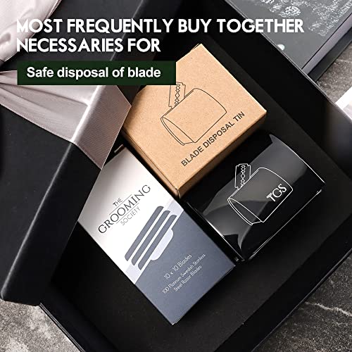 THE GROOMING SOCIETY Razor Blade Storage Bank,Safety Razor Blade Disposal Case,DE Blade Mail Box,for Storaging Used DE Safety Razor Blade (Black)