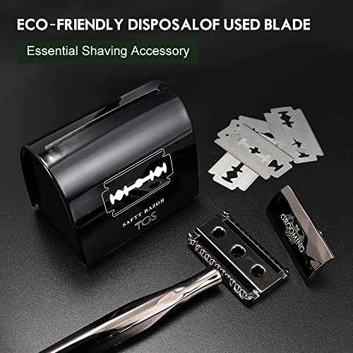 THE GROOMING SOCIETY Razor Blade Storage Bank,Safety Razor Blade Disposal Case,DE Blade Mail Box,for Storaging Used DE Safety Razor Blade (Black)