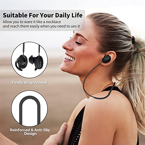 WOFRO Anti-Lost Strap for Bose Sport Earbuds, Sports Soft Silicone Lanyard Accessories Compatible with Bose Sport Earbuds Neck Rope Cord (Black)