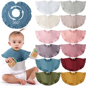 12 pcs 360° rotate muslin bibs teething absorbent drool bibs 4 layers adjustable snap cotton newborn bandana bibs suitable for over 6 months