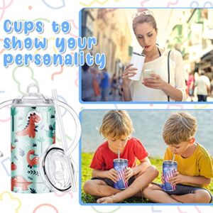 Geetery 20 Pack Sublimation Blanks Sippy Cups Bulk 12 oz White Sublimation Straight Sippy Tumblers with Handle and Lid kids Insulated Stainless Steel Water Bottle Straw Cups for Kids