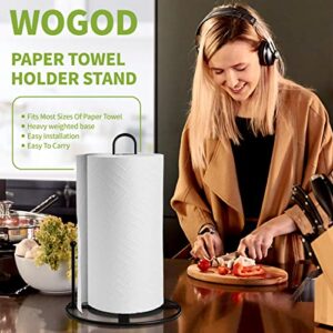 Black Paper Towel Holder Countertop Stand - Standing Modern Paper Towel Holders for Kitchen Standard and Large Size Rolls