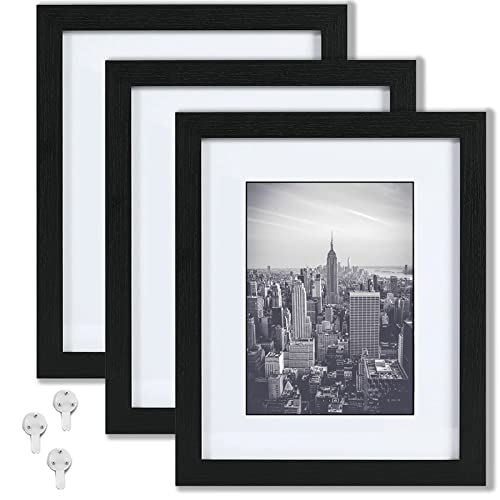 8x10 Picture Frame set of 3 Display Pictures 5x7 with Mat or 8x10 Without Mat, Photo Frames Collage for Wall Decor, Photo Certificate Frames Set,Wall & Tabletop Picture Frames 8 by10 Picture Frames