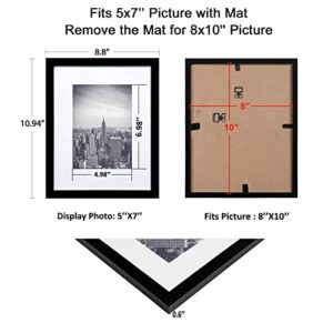 8x10 Picture Frame set of 3 Display Pictures 5x7 with Mat or 8x10 Without Mat, Photo Frames Collage for Wall Decor, Photo Certificate Frames Set,Wall & Tabletop Picture Frames 8 by10 Picture Frames