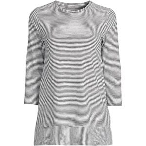 lands' end women's 3q sleeve slub jersey swing tunic white/black stripe regular large