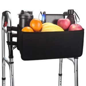 walker basket large capacity walker bag with cup holder, easy installation & gift for seniors