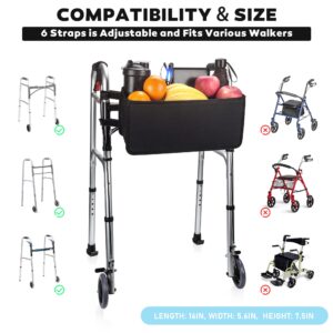 Walker Basket Large Capacity Walker Bag with Cup Holder, Easy Installation & Gift for Seniors