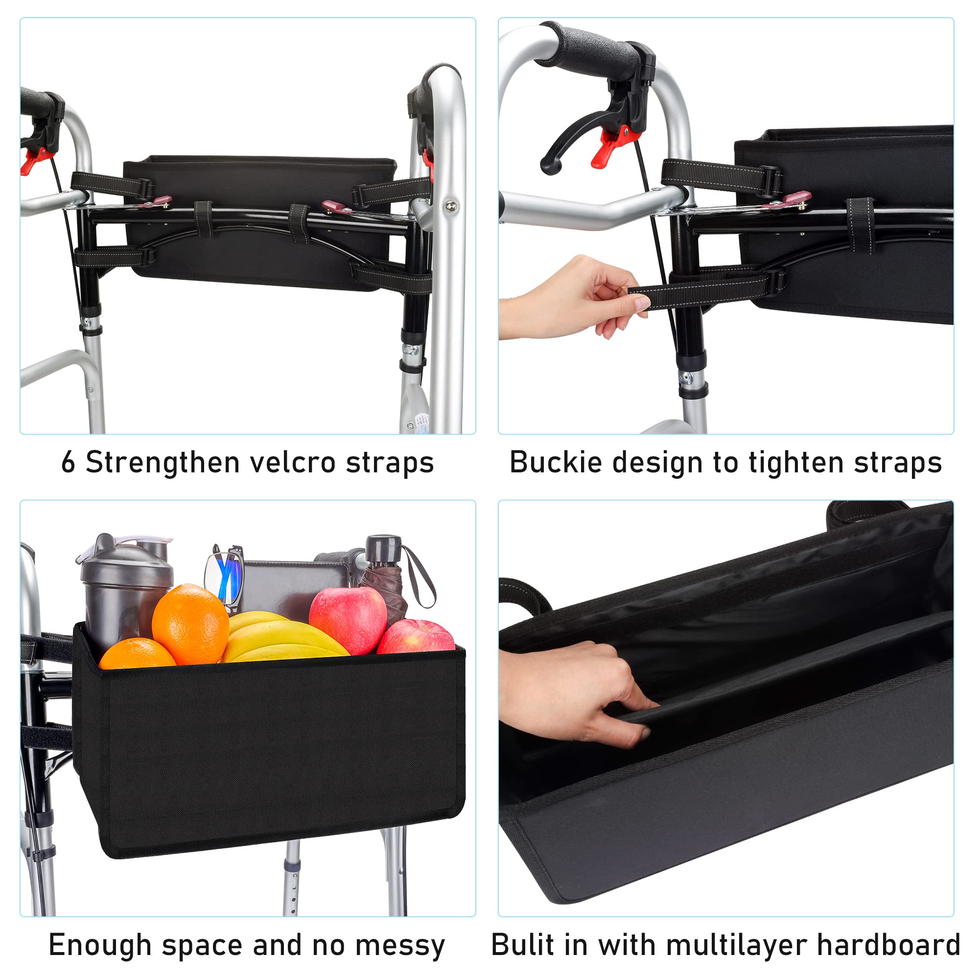 Walker Basket Large Capacity Walker Bag with Cup Holder, Easy Installation & Gift for Seniors