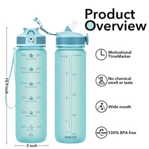 Hyeta 32oz Water Bottles with Straw - Stay Motivated and Hydrated with Convenient Times to Drink Markings, Durable, Leak-proof and BPA-free