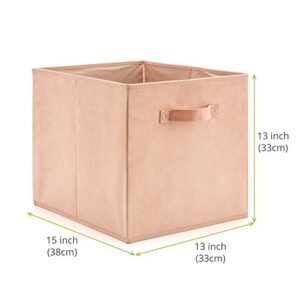 EZOWare Set of 10 Fabric Basket Bins, Pink Collapsible Organizer Storage Cube with Handles for Home, Bedroom, Baby Nursery, Kids Playroom Toys - 13"x15"x13" + 10.5"x 10.5"x 11"