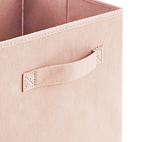 EZOWare Set of 10 Fabric Basket Bins, Pink Collapsible Organizer Storage Cube with Handles for Home, Bedroom, Baby Nursery, Kids Playroom Toys - 13"x15"x13" + 10.5"x 10.5"x 11"