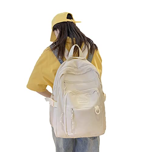 PRAGARI Kids Backpack for School Cute Aesthetic Beige Backpack Girls Student Bookbag Women Travel Lightweight Book Bag