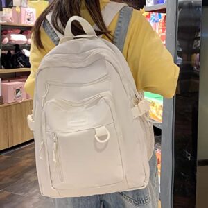 PRAGARI Kids Backpack for School Cute Aesthetic Beige Backpack Girls Student Bookbag Women Travel Lightweight Book Bag