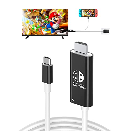 JINGDU Portable HDMI Adapter Compatible with Nintendo Switch NS/OLED, USB C to HDMI Cable Replaces The Original Switch Dock for TV Screen Mirroring, Convenient for Travel, 4K HD, 2m, Black