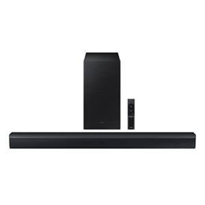 samsung hw-c450 2.1ch soundbar w/dts virtual x, subwoofer included, bass boost, adaptive sound lite, game mode, bluetooth, wireless surround sound compatible (newest model),black