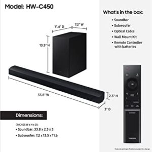 SAMSUNG HW-C450 2.1ch Soundbar w/DTS Virtual X, Subwoofer Included, Bass Boost, Adaptive Sound Lite, Game Mode, Bluetooth, Wireless Surround Sound Compatible (Newest Model),Black