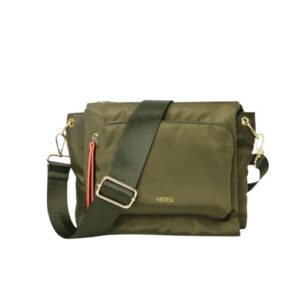 mersi erin crossbody purse, a stylish lightweight nylon crossbody bag, water-resistant everyday purse or travel companion perfectly designed for women on the go - olive