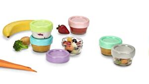 melii Glass Baby Food Freezer Jars, Snack Container with Lids, BPA Free, Microwave & Dishwasher Safe (2oz - 12 Piece Set)