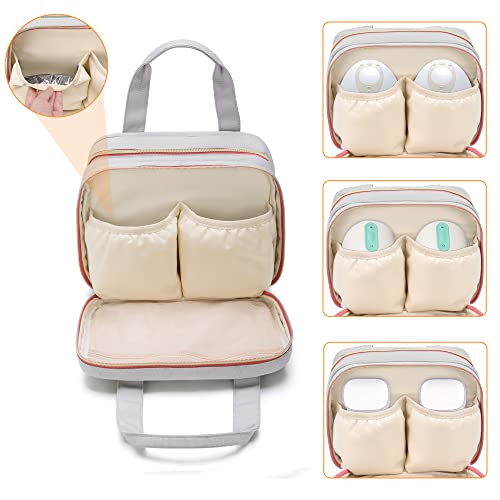 Damero Wearable Breast Pump Bag with Ice Pack Compatible with Elvie and Willow Breast Pump, Carrying Bag for Wearable Breast Pump, Bottles, Pump Parts and More, Patent Design