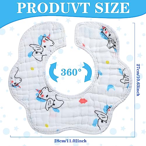 Hicarer 36 Pack Muslin Baby Bibs Bulk Adjustable Newborn Toddler Drool Snap Bibs 8 Layers Cotton Baby Boy Girl Bibs (Petal)