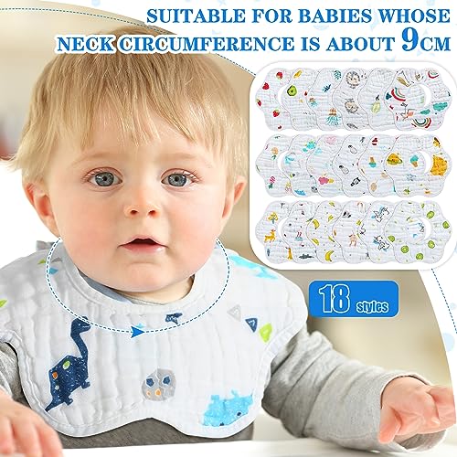 Hicarer 36 Pack Muslin Baby Bibs Bulk Adjustable Newborn Toddler Drool Snap Bibs 8 Layers Cotton Baby Boy Girl Bibs (Petal)