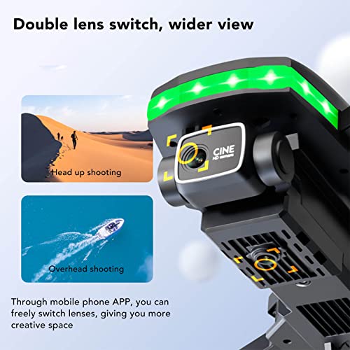 Foldable FPV Drone, Mini WiFi RC Drone with 4K Dual HD Camera, Intelligent Detection Quadcopter, APP & Gesture Control, LED Light, 3D Flip for Adults, Kids