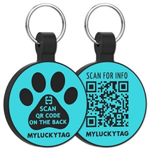 myluckytag qr code silicone pet id tag dog cat tag, online pet profile, pet location alert email, digital pet tag, quiet dog tag, durable pet id, dog collar tag, engraved pet tag