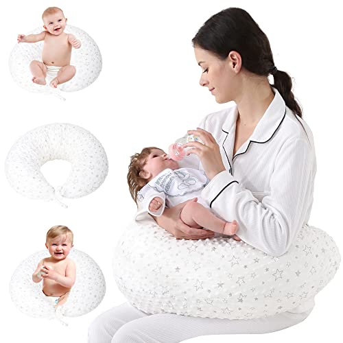 DancesCat Nursing Pillow, Original Plus Size Breastfeeding Pillows, Bottle Feeding,Baby Support, Tummy Time Pillow with Adjustable Waist Ties and Removable Cover- Gifts for Moms