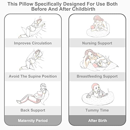 DancesCat Nursing Pillow, Original Plus Size Breastfeeding Pillows, Bottle Feeding,Baby Support, Tummy Time Pillow with Adjustable Waist Ties and Removable Cover- Gifts for Moms