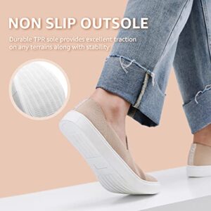 STQ Slip on Sneakers for Women Comfortable Loafers Breathable Knit Casual Tennis Skate Shoes Sand 7 US