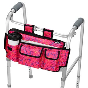 supregear walker bag, walker basket for folding walker for seniors with multiple pockets and zippered compartment, water resistant walker attachment storage bag