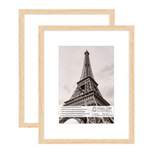 englory 8x10 picture frame set of 2, display 5x7 with mat or 8x10 without mat, photo frames for wall mounting or table top display, wood