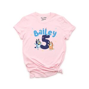 bluey custom name and age birthday t-shirt, disney bluey birthday shirt, bluey shirt for girls, bluey shirt birthday, bluey shirt for kids, custom disney shirt