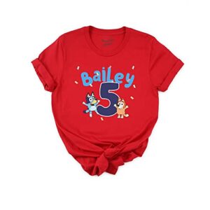 Bluey Custom Name And Age Birthday T-Shirt, Disney Bluey Birthday Shirt, Bluey Shirt For Girls, Bluey Shirt Birthday, Bluey Shirt For Kids, Custom Disney Shirt