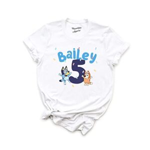 Bluey Custom Name And Age Birthday T-Shirt, Disney Bluey Birthday Shirt, Bluey Shirt For Girls, Bluey Shirt Birthday, Bluey Shirt For Kids, Custom Disney Shirt