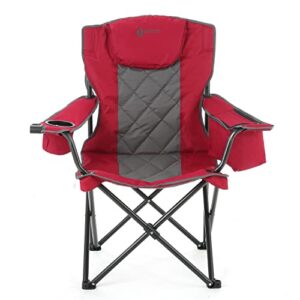 ARROWHEAD OUTDOOR Portable Folding Camping Quad Chair w/ 6-Can Cooler, Cup & Wine Glass Holders, Heavy-Duty Carrying Bag, Padded Armrests, Headrest & Seat, Supports up to 450lbs, USA-Based Support