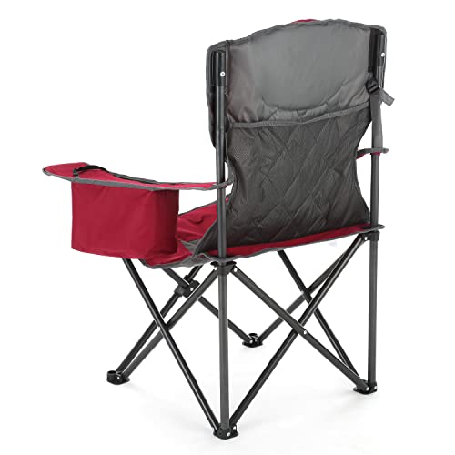 ARROWHEAD OUTDOOR Portable Folding Camping Quad Chair w/ 6-Can Cooler, Cup & Wine Glass Holders, Heavy-Duty Carrying Bag, Padded Armrests, Headrest & Seat, Supports up to 450lbs, USA-Based Support