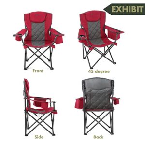 ARROWHEAD OUTDOOR Portable Folding Camping Quad Chair w/ 6-Can Cooler, Cup & Wine Glass Holders, Heavy-Duty Carrying Bag, Padded Armrests, Headrest & Seat, Supports up to 450lbs, USA-Based Support