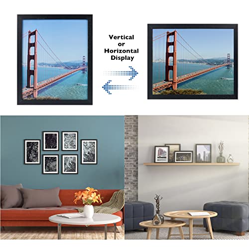 HEYTUYA 9x11 inch Picture Frame Black for Wall Hanging or Tabletop, Poster Frame, Wood Wall Gallery Photo Frame with Durable Shatter Resistant Plexiglas, Black