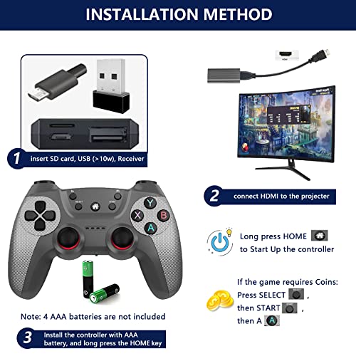 Super Game Console H9, HDMI Plug & Play Video Nostalgia Stick Game, Retro Games 1080p HD Output to TV & Monitor, Game Stick Built-in 9 Emulators with Dual 2.4G Wireless Controllers (64G, 15888 Games)