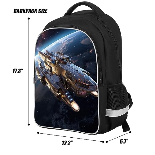 ZRENTAO Kids Backpack with Bald Eagle Design for Elementary School 17 Inch Lightweight Bookbag with Reflective Strips for Boys